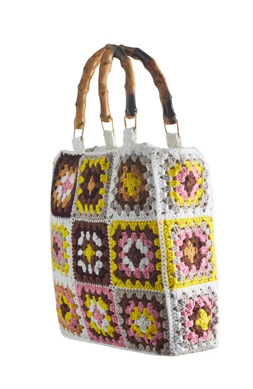 SOLOMON & SAGE Granny Square Crochet Tote Bag
