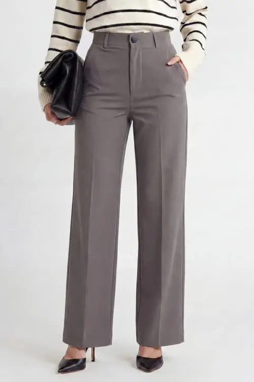 SOLOMON & SAGE Classic Organic Wide Leg Pants - Wam Gray