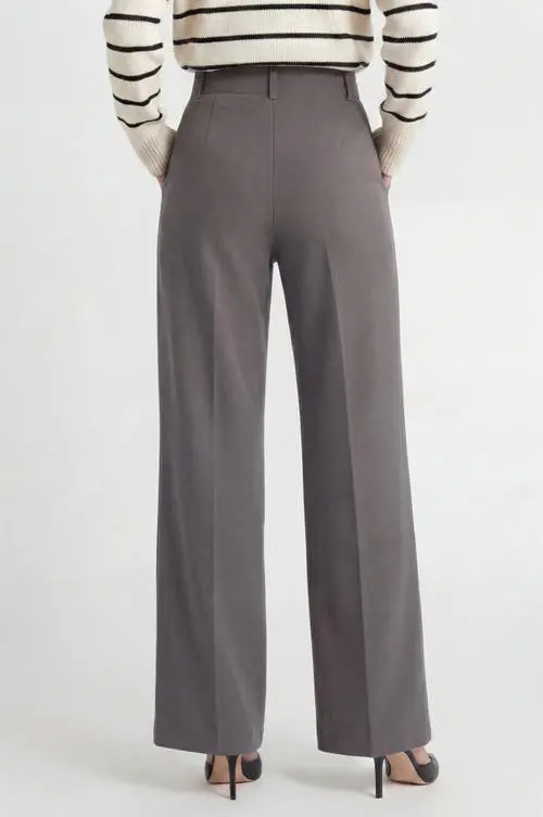 SOLOMON & SAGE Classic Organic Wide Leg Pants - Wam Gray