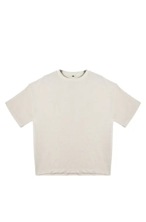 SOLOMON & SAGE Cotton Relaxed Crewneck Drop Shoulder T-shirt - Sand