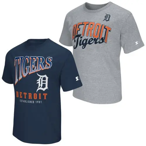 STARTER Heather Gray Detroit Tigers Two-pack T-shirt Set - Navy