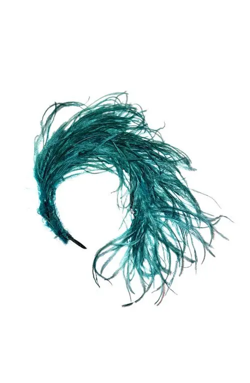 BINATA MILLINERY Ostrich Feather Headband - Green