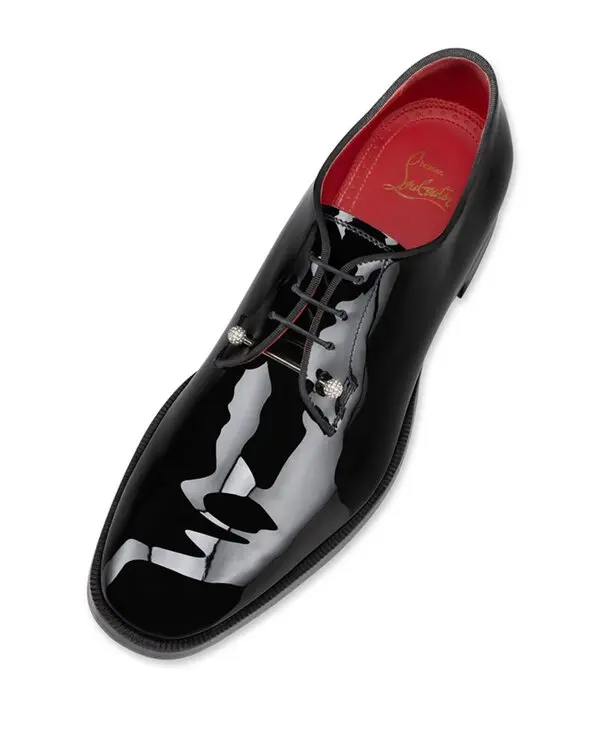 CHRISTIAN LOUBOUTIN Chambeliss Night Strass Patent Leather Derby Shoes