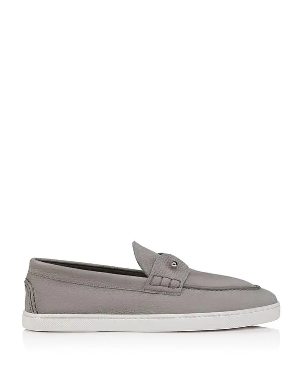 CHRISTIAN LOUBOUTIN Chambeliboat Grained Nubuck Leather Loafers - Phantom Grey