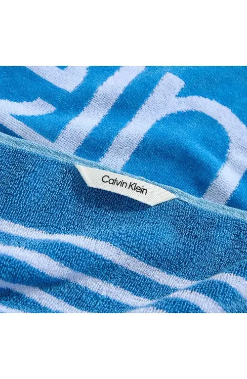Calvin Klein Logo Pinstripe 2-piece Beach Towel Set