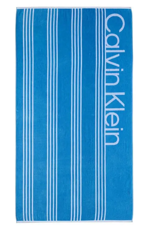 Calvin Klein Logo Pinstripe 2-piece Beach Towel Set