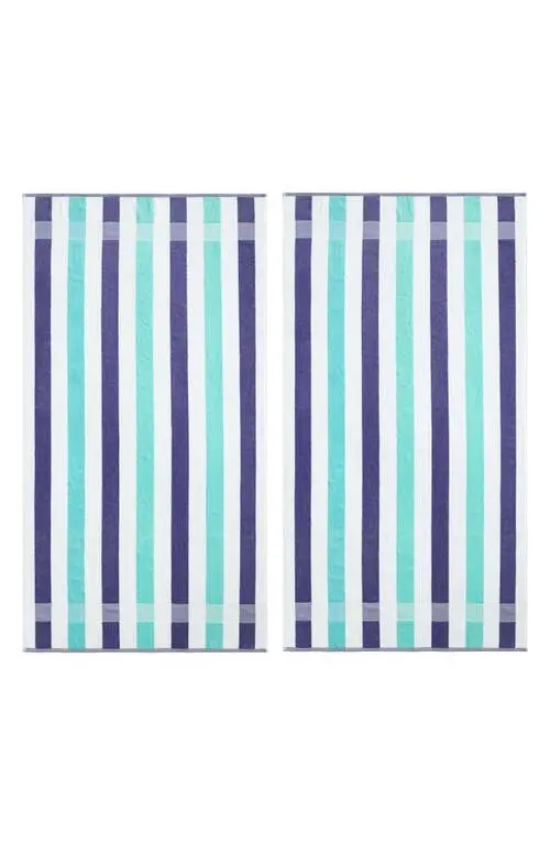 Calvin Klein Pop Color Stripe 2-piece Beach Towel Set - Medium/dark Blue