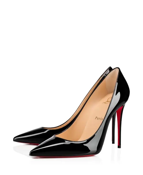 CHRISTIAN LOUBOUTIN Kate 100mm Patent Calf Leather Pointed Toe Pumps - Black