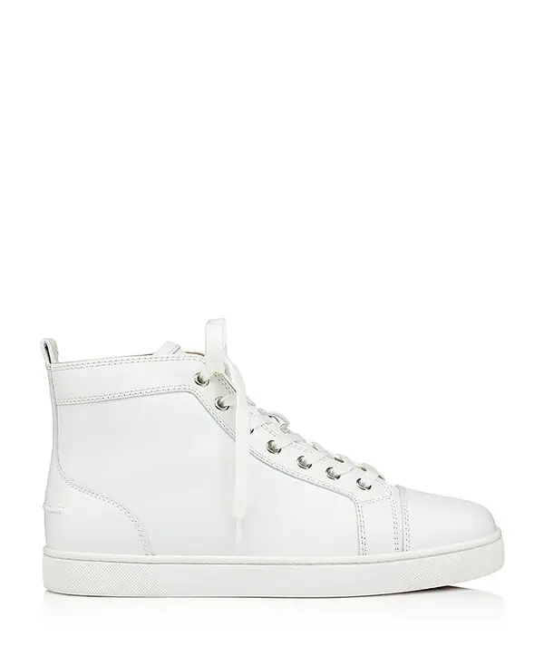 CHRISTIAN LOUBOUTIN Louis High Top Calfskin Leather Sneakers - White