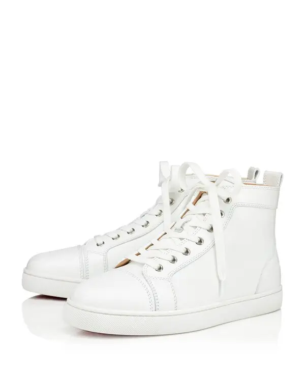 CHRISTIAN LOUBOUTIN Louis High Top Calfskin Leather Sneakers - White