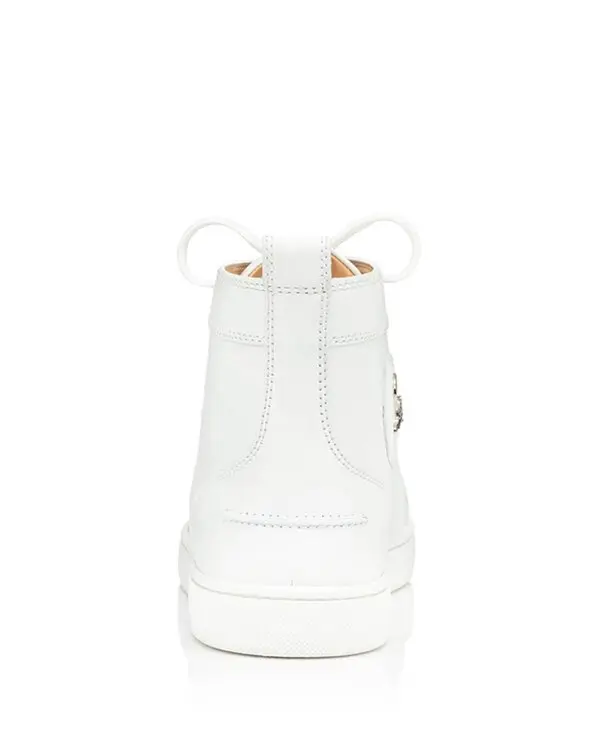 CHRISTIAN LOUBOUTIN Louis High Top Calfskin Leather Sneakers - White