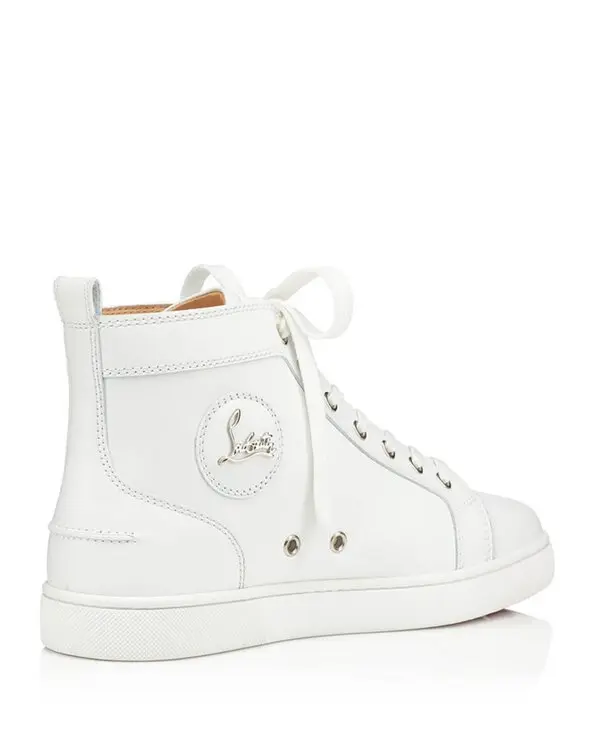 CHRISTIAN LOUBOUTIN Louis High Top Calfskin Leather Sneakers - White