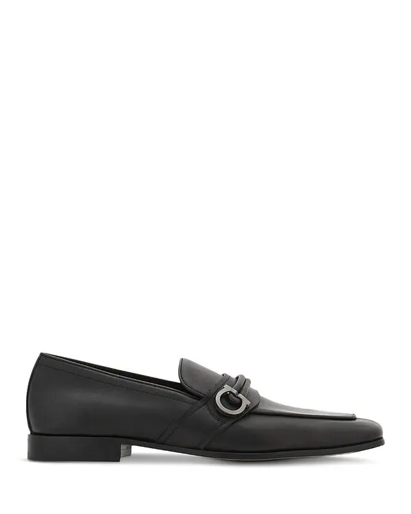 FERRAGAMO Gancini Ornament Leather Loafers - Nero