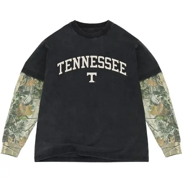 USCAPE APPAREL Camo Tennessee Volunteers Back Bay Twofer Heavyweight Long Sleeve T-shirt - Black
