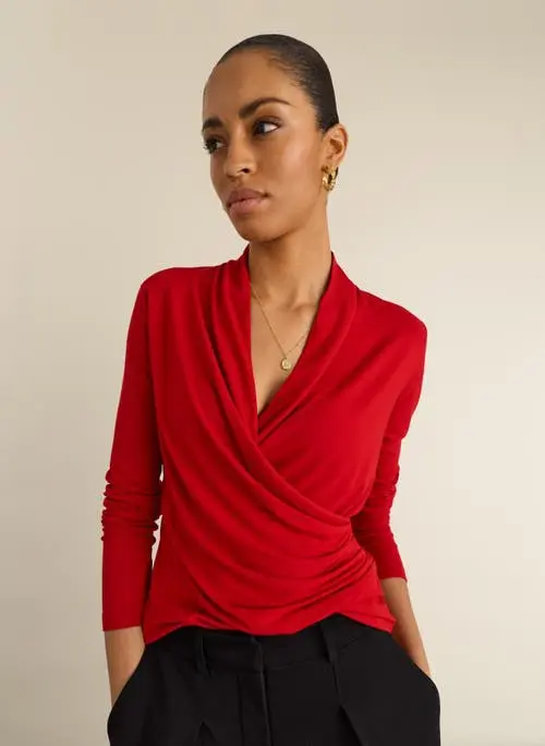 Baukjen Gylda Wrap Top - Crimson Red