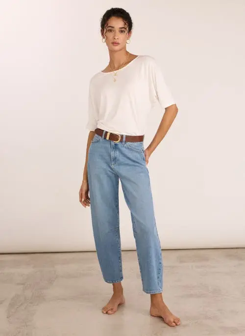 BAUKJEN Carrie Relaxed Boat Neck Tee - Pure White