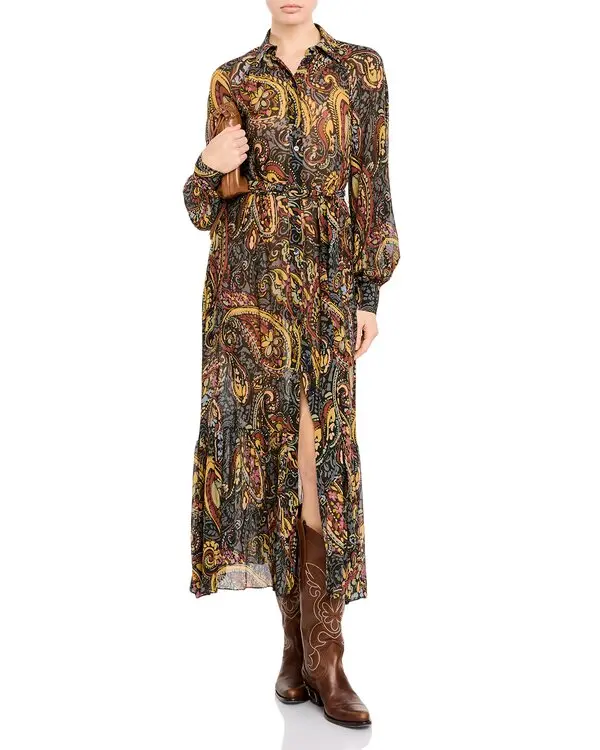 Etro Paisley Print Silk Blend Midi Shirtdress