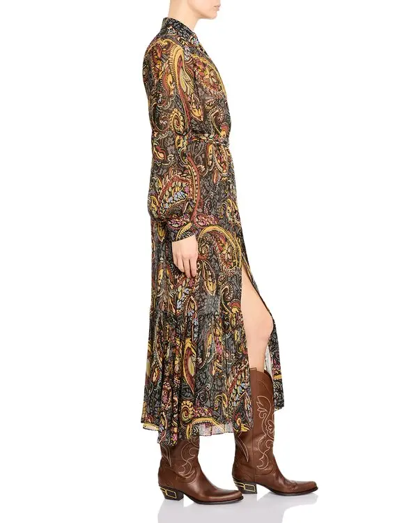 Etro Paisley Print Silk Blend Midi Shirtdress