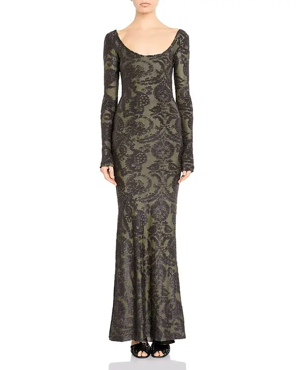 Etro Floral Scoop Neck Maxi Dress - Dark Gray