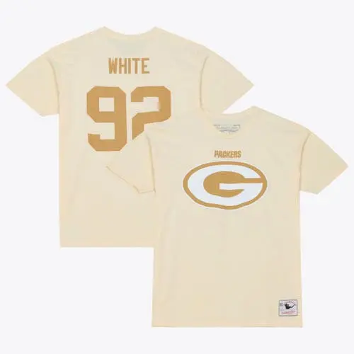 Mitchell & Ness Reggie White Green Bay Packers Sandman Name & Number T-shirt - Cream