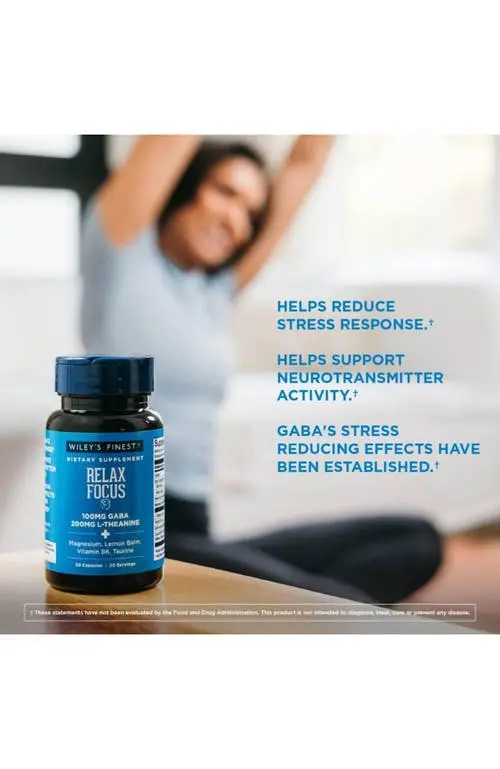 WILEY'S FINEST Daily Supplement For Stress Support With L-theanine, Gaba