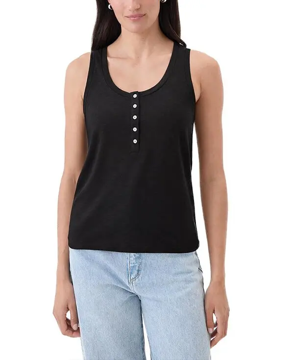 Goldie LeWinter Signature Slub Henley Tank - Black