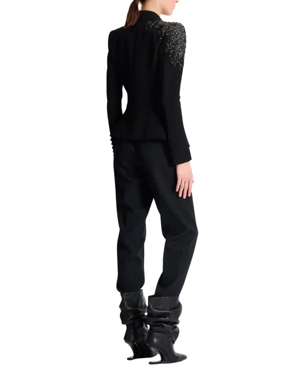 Balmain Amethyst" Embroidered Crepe Blazer