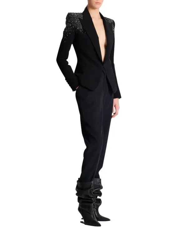 Balmain Amethyst" Embroidered Crepe Blazer