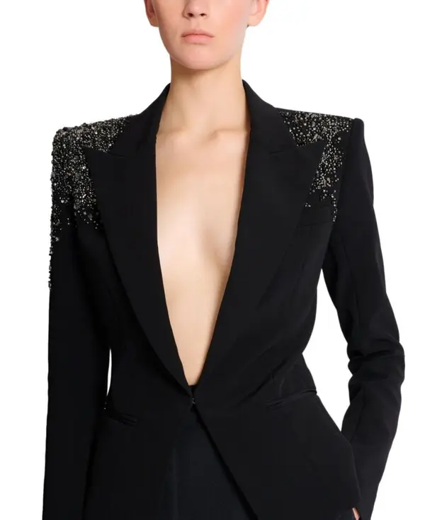 Balmain Amethyst" Embroidered Crepe Blazer