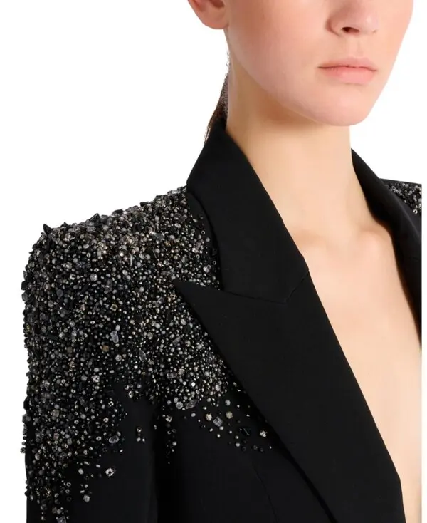 Balmain Amethyst" Embroidered Crepe Blazer