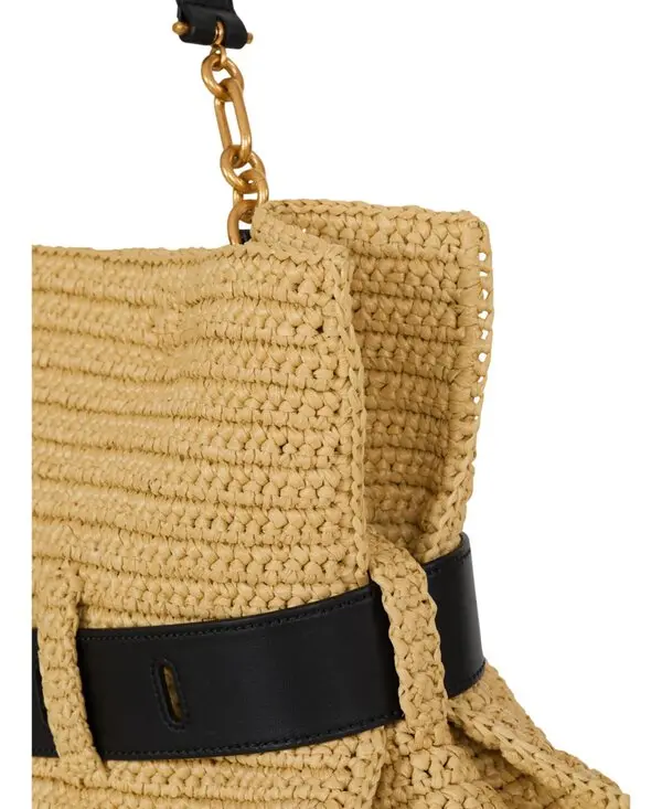 Balmain Medium Anthem Bag In Smooth Leather And Crochet - Beige
