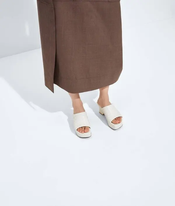 Bottega Veneta Rosita Wedge Mule - Alabaster