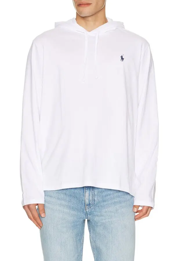Polo Ralph Lauren Long Sleeve Jersey Knit Hooded T-shirt - White