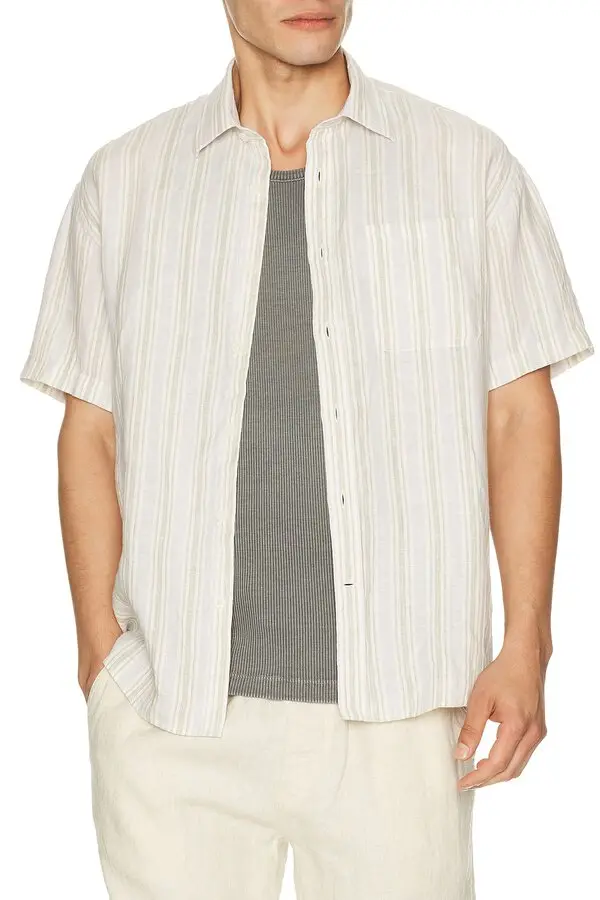 Nn07 Deon Short Sleeve Shirt 5728 In Multi - Mint Stripes