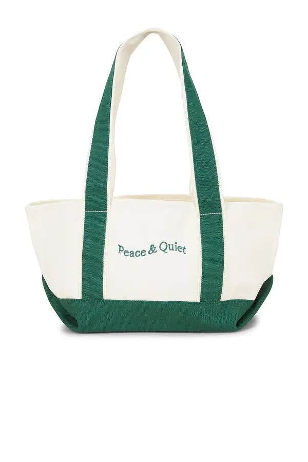 MUSEUM OF PEACE & QUIET Mini Wordmark Small Boat Tote In Green - Forest