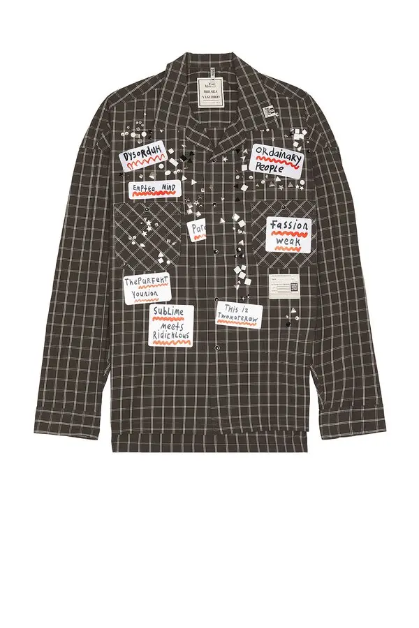 Mihara Yasuhiro Longsleeve Check Shirt With Sticker