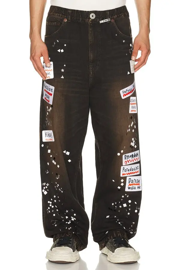 Mihara Yasuhiro Embellished Denim Jeans - Black
