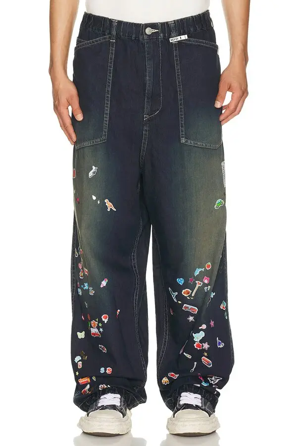 Mihara Yasuhiro Embellished Baker Jeans - Indigo