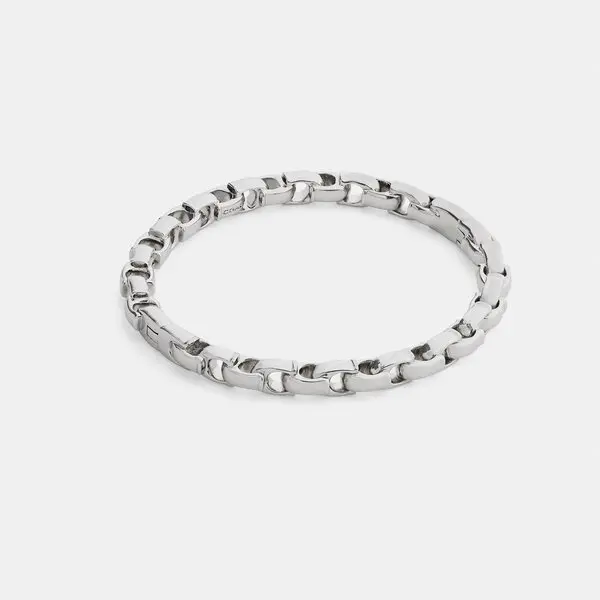 COACH Signature Chain Hinged Bangle Bracelet - Silver
