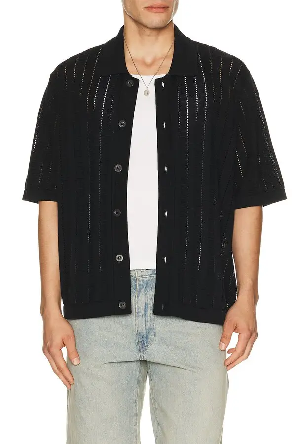 CORRIDOR Pointelle Stripe Buttondown