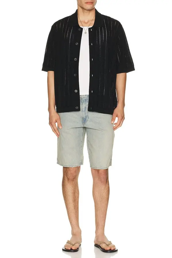CORRIDOR Pointelle Stripe Buttondown