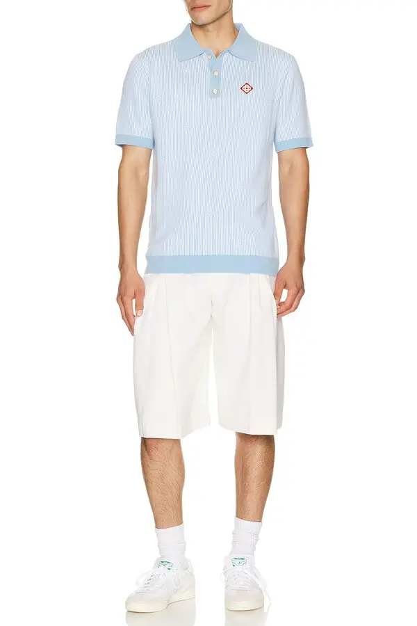 Casablanca Pinstripe Polo Shirt In Blue