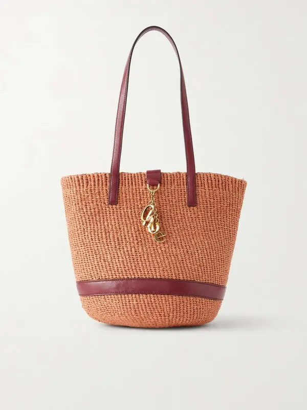 Chloé Leather-trimmed Raffia Tote Bag