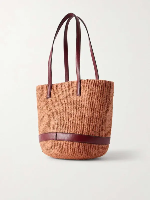 Chloé Leather-trimmed Raffia Tote Bag