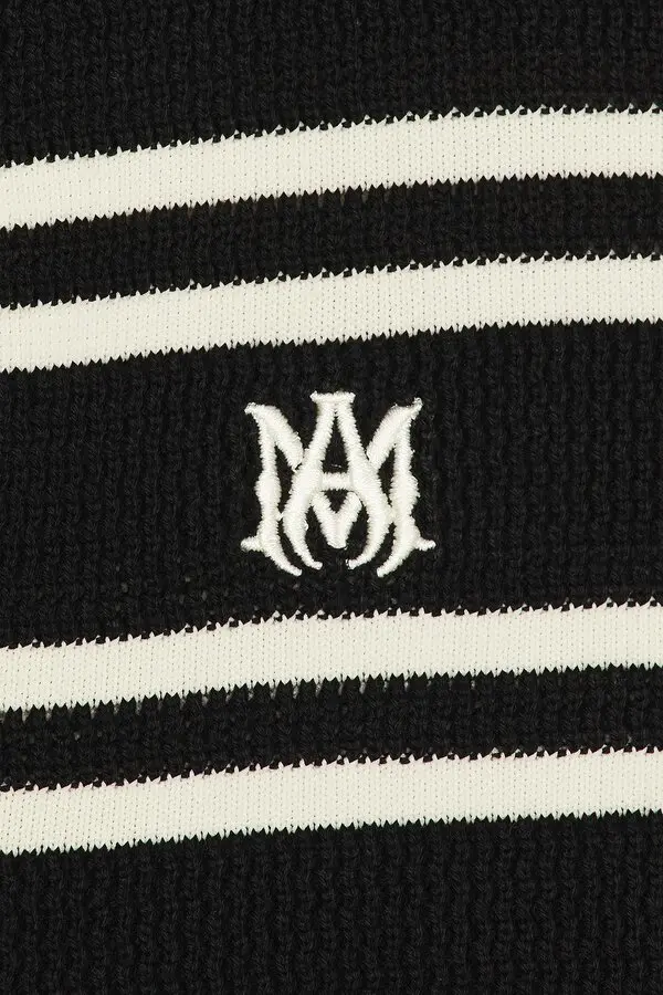 Amiri Ma Stripe Knit Polo - Black