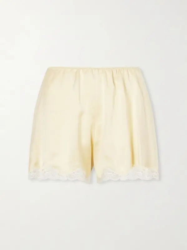 Chloé Lace-trimmed Silk-satin Shorts - Yellow
