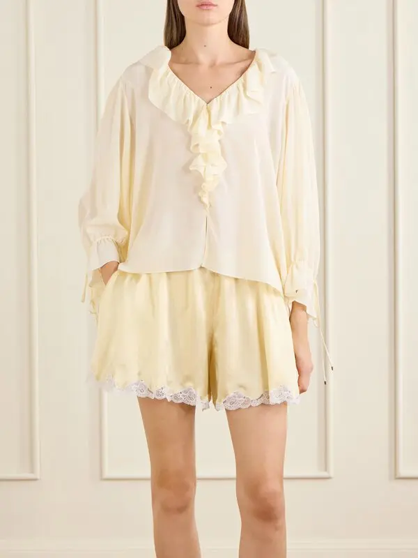 Chloé Lace-trimmed Silk-satin Shorts