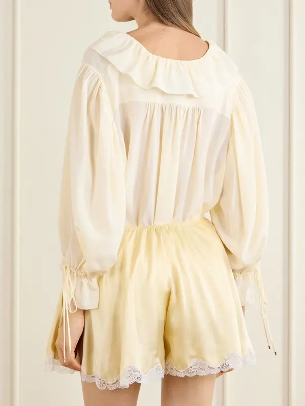 Chloé Lace-trimmed Silk-satin Shorts