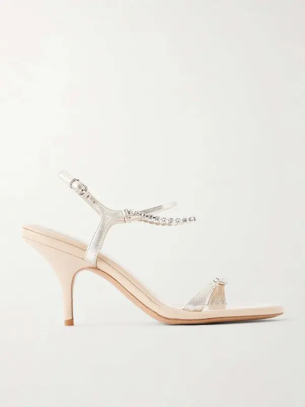 Chloé Crystal-embellished Metallic Leather Sandals