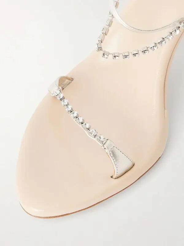 Chloé Crystal-embellished Metallic Leather Sandals